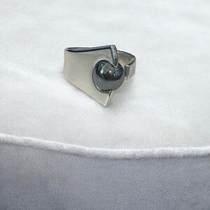 Jewelry | Stunning Estate Sj Modernist Hematite Sterling Silver Ring ...